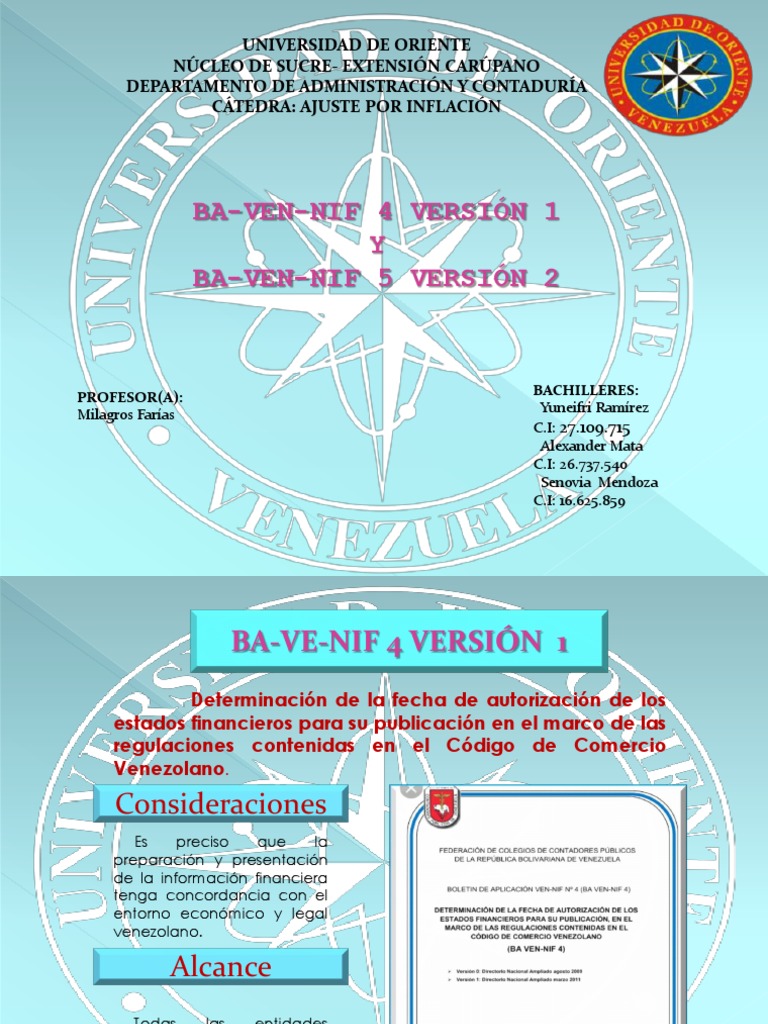 BA-VEN-NIF 4 V1 y BA-VEN-NIF 5 V2 | PDF | Estado financiero | Contabilidad