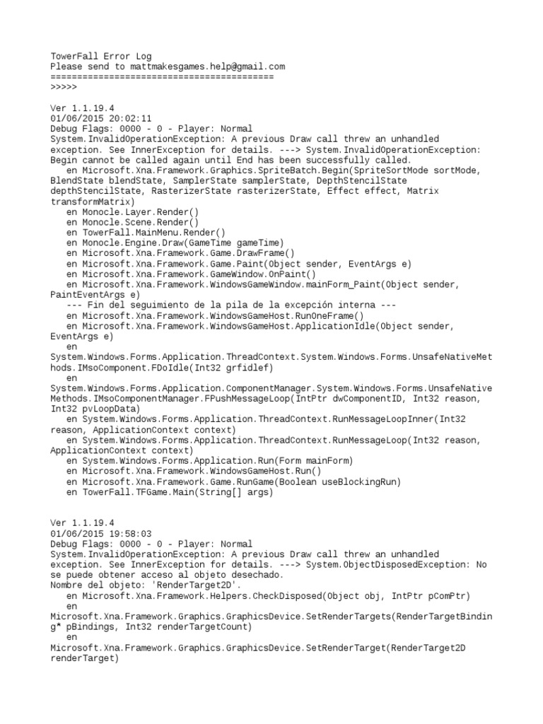 Error Towerfall | PDF | Operating System Families | Microsoft Windows