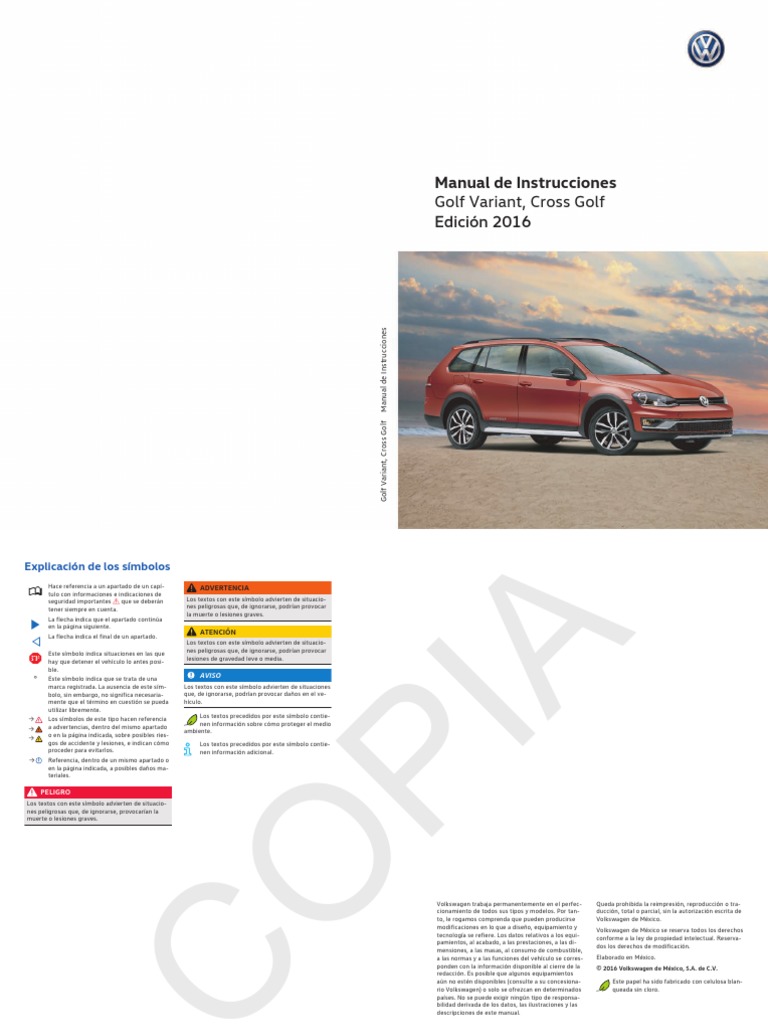 Manual Volkswagen Golf Variant | PDF | Airbag | Cinturón de seguridad