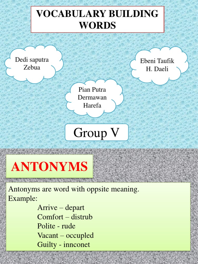 Vocabulary Building Words Dedi | PDF