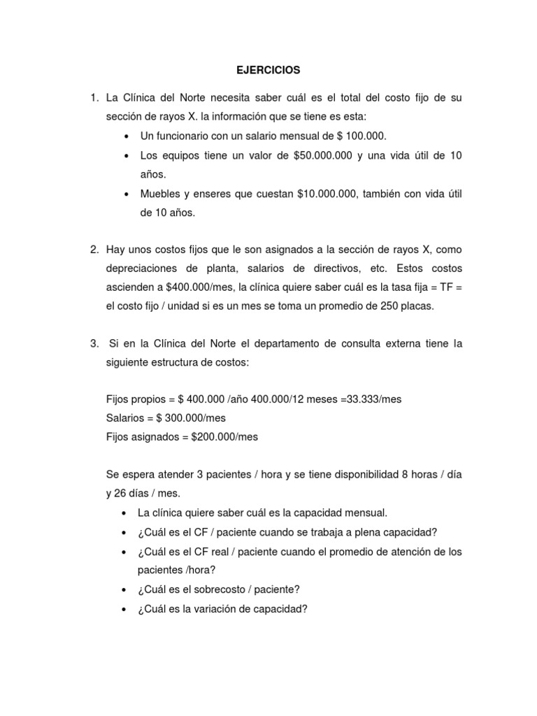 Ejercicios Costos1 | PDF | Economias | Business