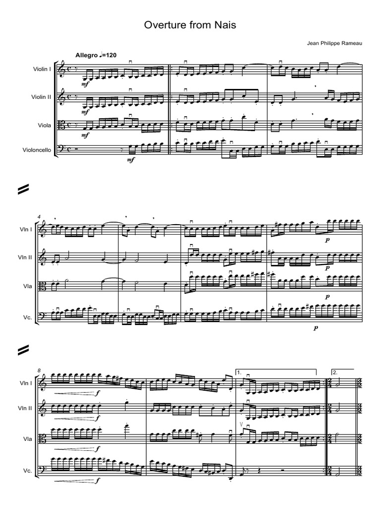 Rameau - Overture From Nais SCORE | PDF | Calligraphie latin | Graphèmes