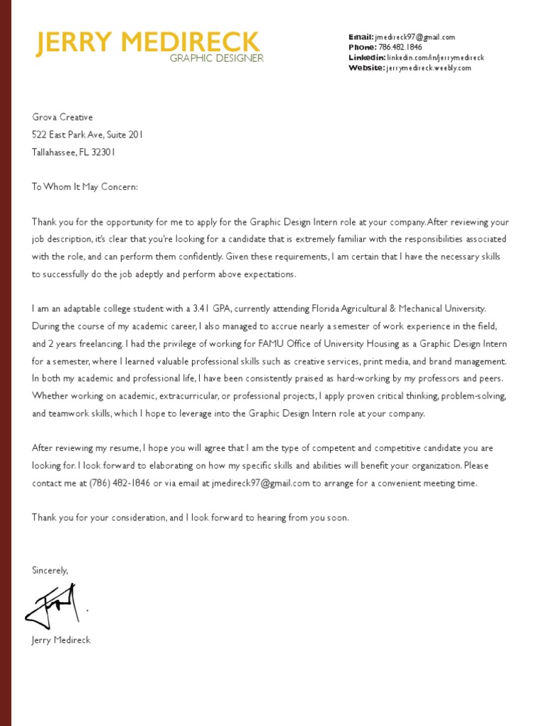 Coverletter | PDF | Graphic Design | Behavior Modification