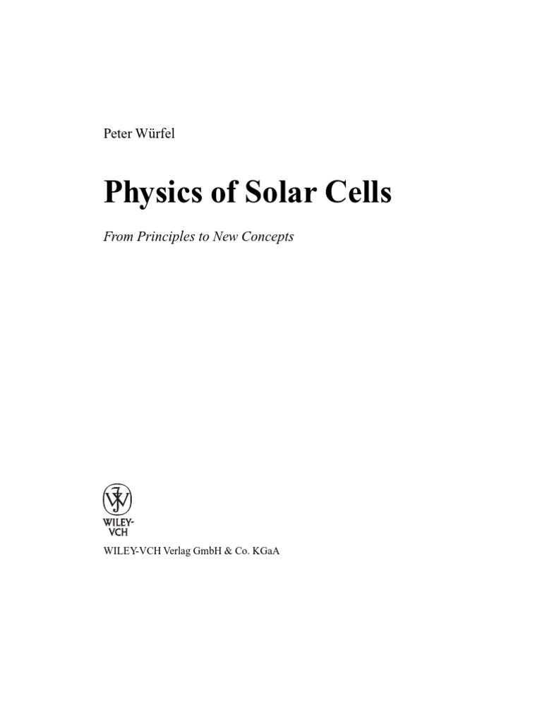 Physics of Solar Cells: Peter Würfel | PDF | Condensed Matter Physics ...