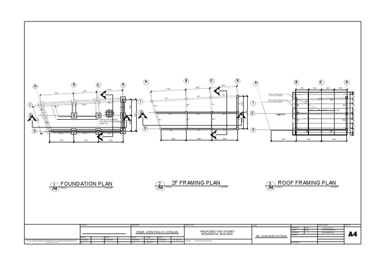 2F Framing Plan Foundation Plan Roof Framing Plan: B C D D C B | PDF | Business