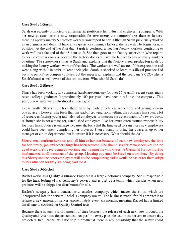 Ethics Case Studies | PDF | Supervisor | Employment