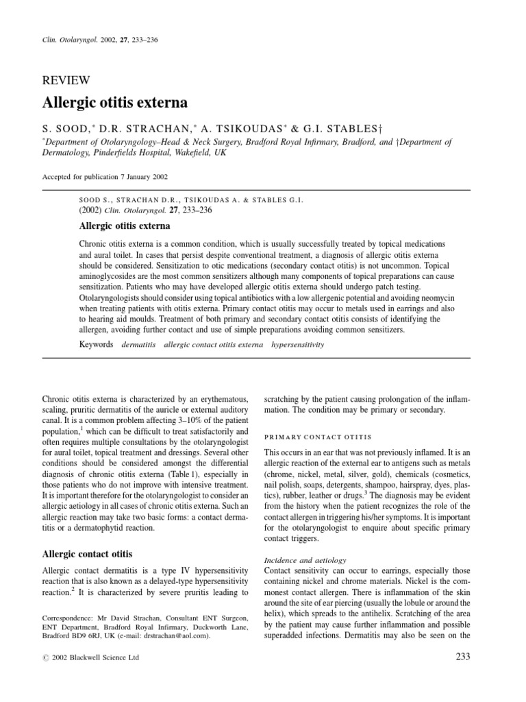 Alergic Otitis Externa | PDF | Allergy | Dermatitis