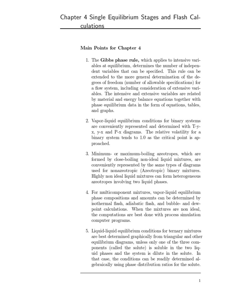 Single Equilibrium Stages and Flash Calculations | PDF | Phase Rule ...