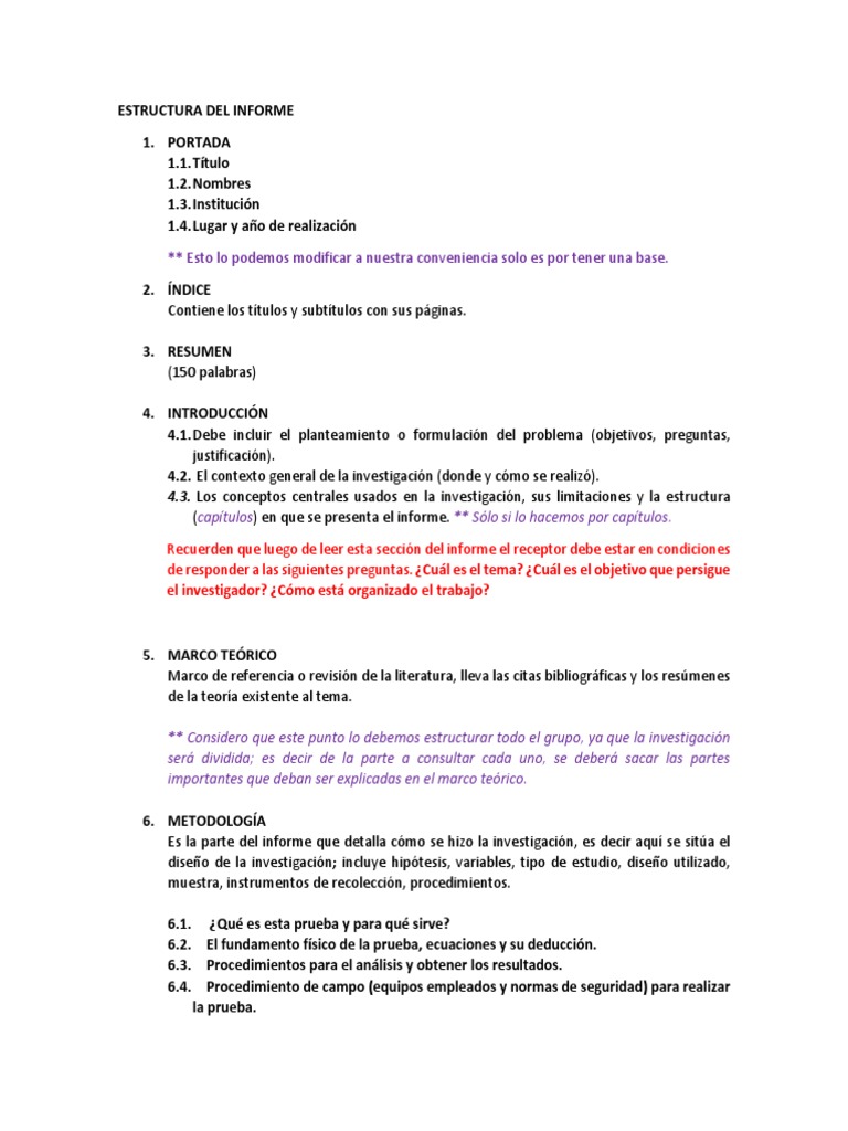 Estructura Del Informe | PDF | Bibliografía | Teoría