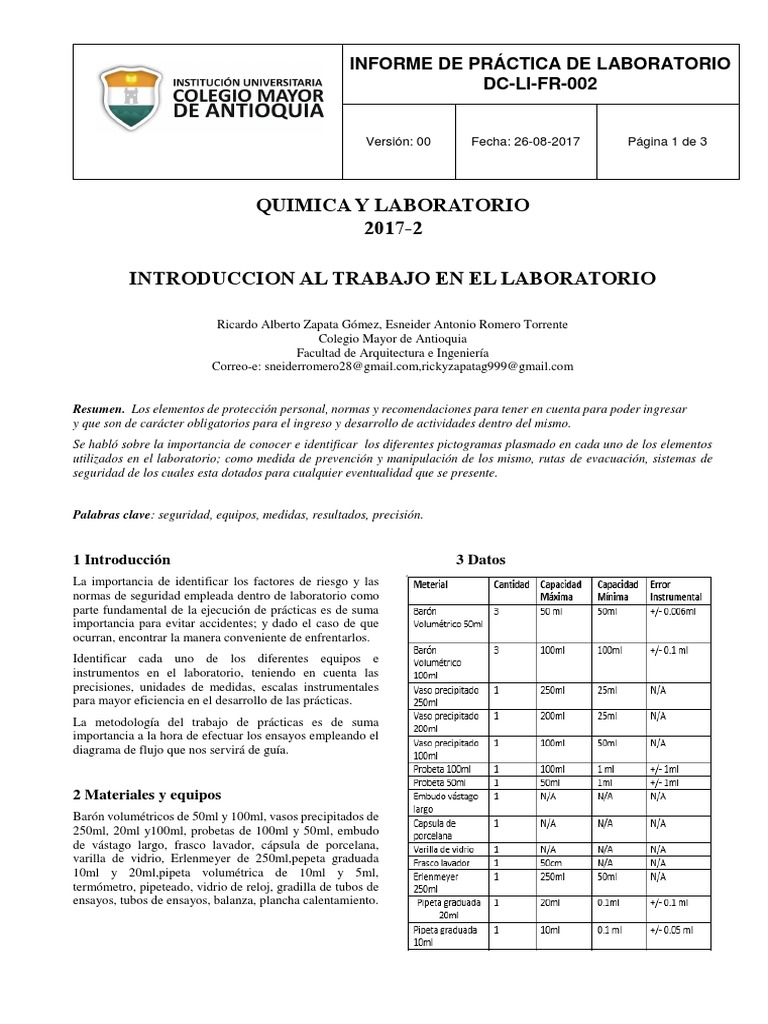 DC-LI-FR-002 Informe de Práctica de Laboratorio | PDF | Laboratorios | Medición