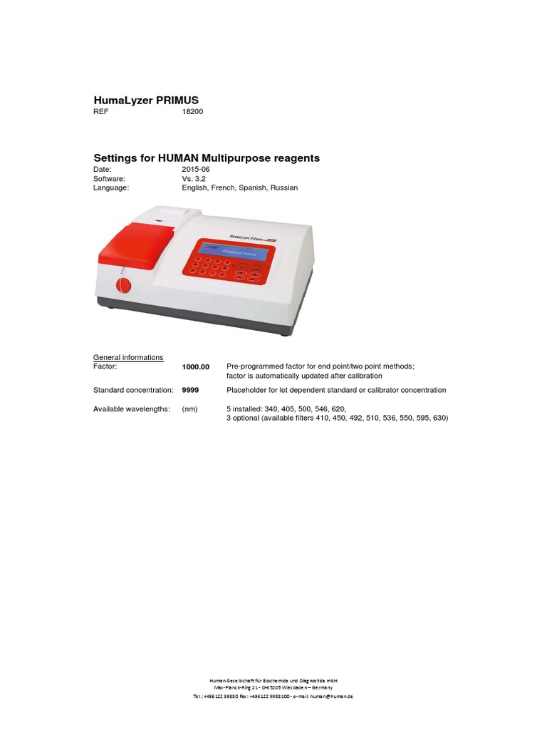 00 HumaLyzer PRIMUS Cover Settings | PDF | Business | Computers