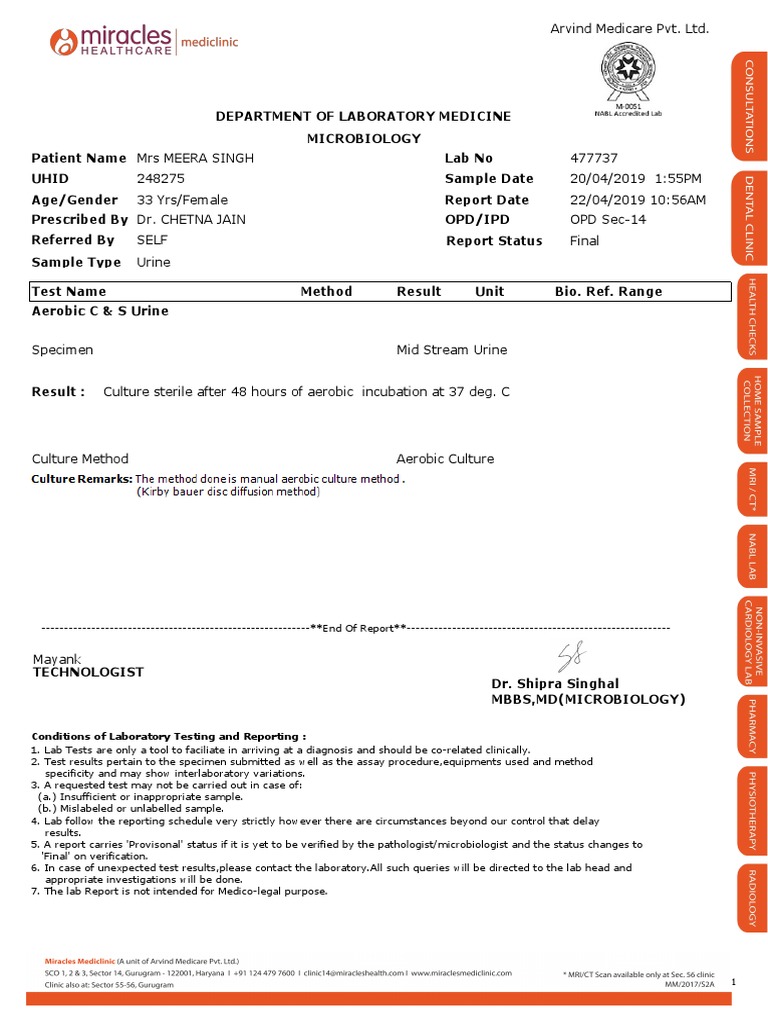 Lab Result | PDF | Medical Laboratory | Health Care