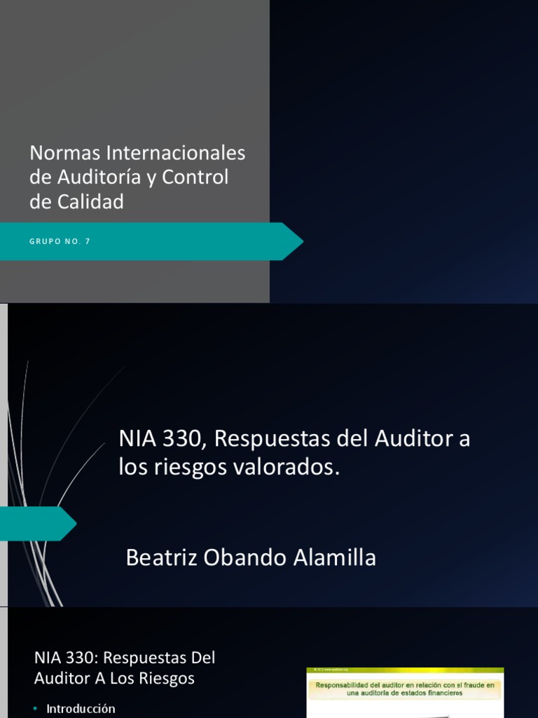 Presentacion NIA 330 Audi | PDF | Auditoría | Contralor
