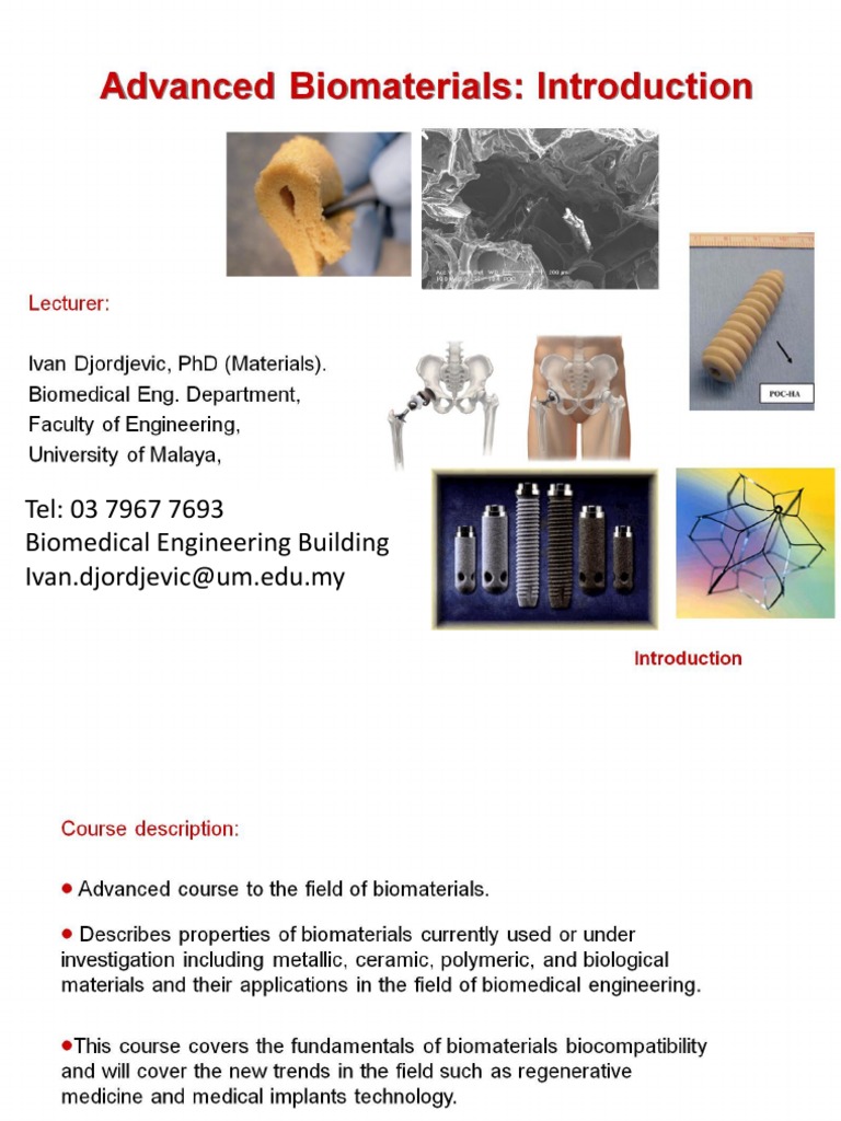 Lecture 1-Advance Biomaterial Introduction-2012 | PDF | Biomaterial ...