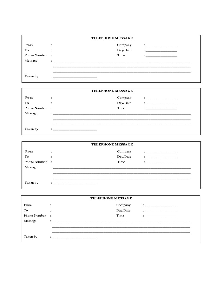 Telephone Message Template | PDF | Telephony | Telecommunications