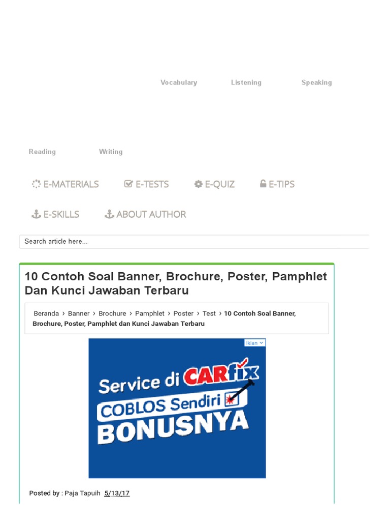 Soal Ulangan Harian Banner Poster Pamphl | PDF | Onomastics | Languages