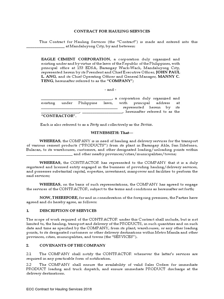 Hauling Agreement_Template.Final.v2.docx | Independent Contractor ...