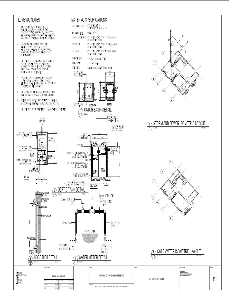 Plumbing Notes Material Specifications:: Plan Section | Public Health ...