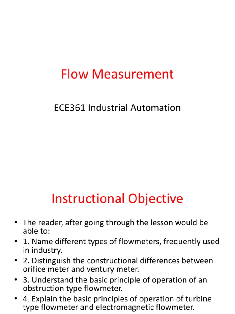 Flow Measurement: ECE361 Industrial Automation | PDF | Flow Measurement | Gas Technologies
