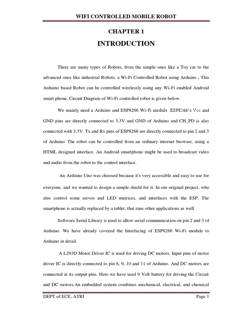 Wi-Fi Controlled Mobile Robot | PDF | Electric Motor | Arduino