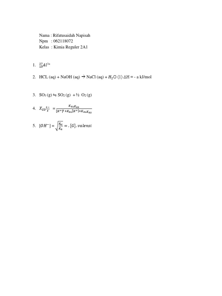 Nama: Rifatusaidah Napisah NPM: 062118072 Kelas: Kimia Reguler 2A1 | PDF | Teaching Methods ...