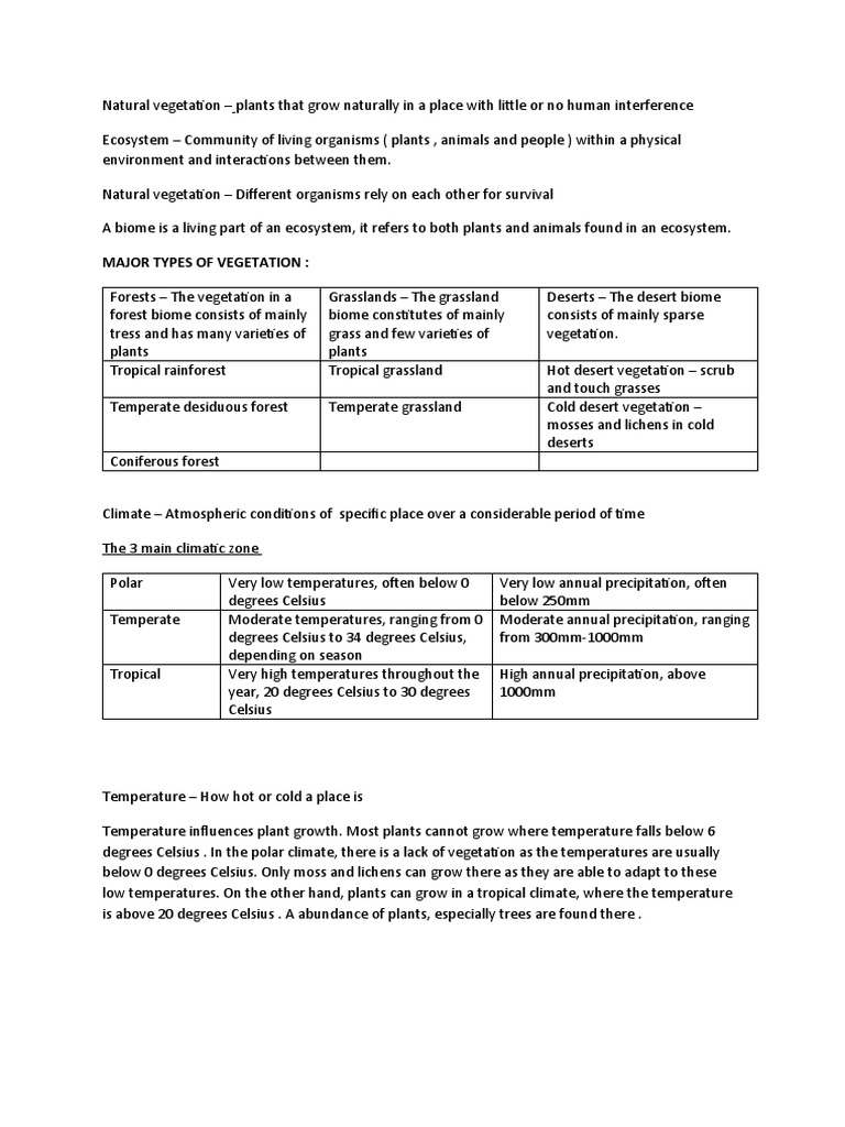 Major Types of Vegetation | PDF | Rainforest | Trees