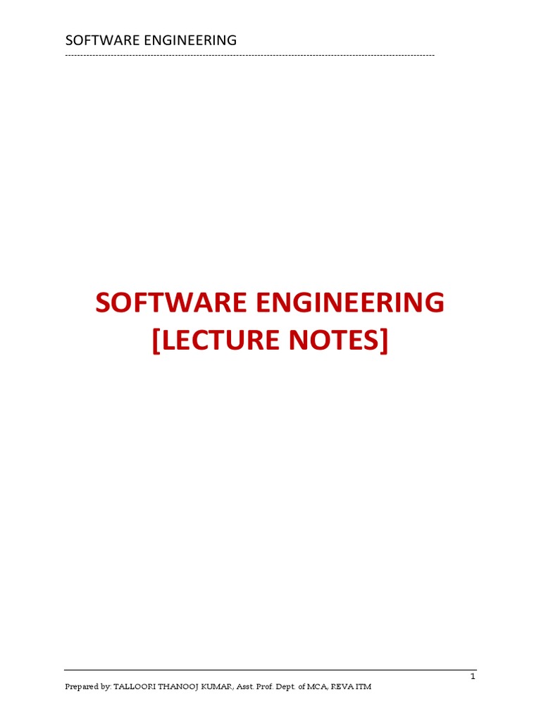 Software Engineering (Lecture Notes) | PDF | Software Development ...