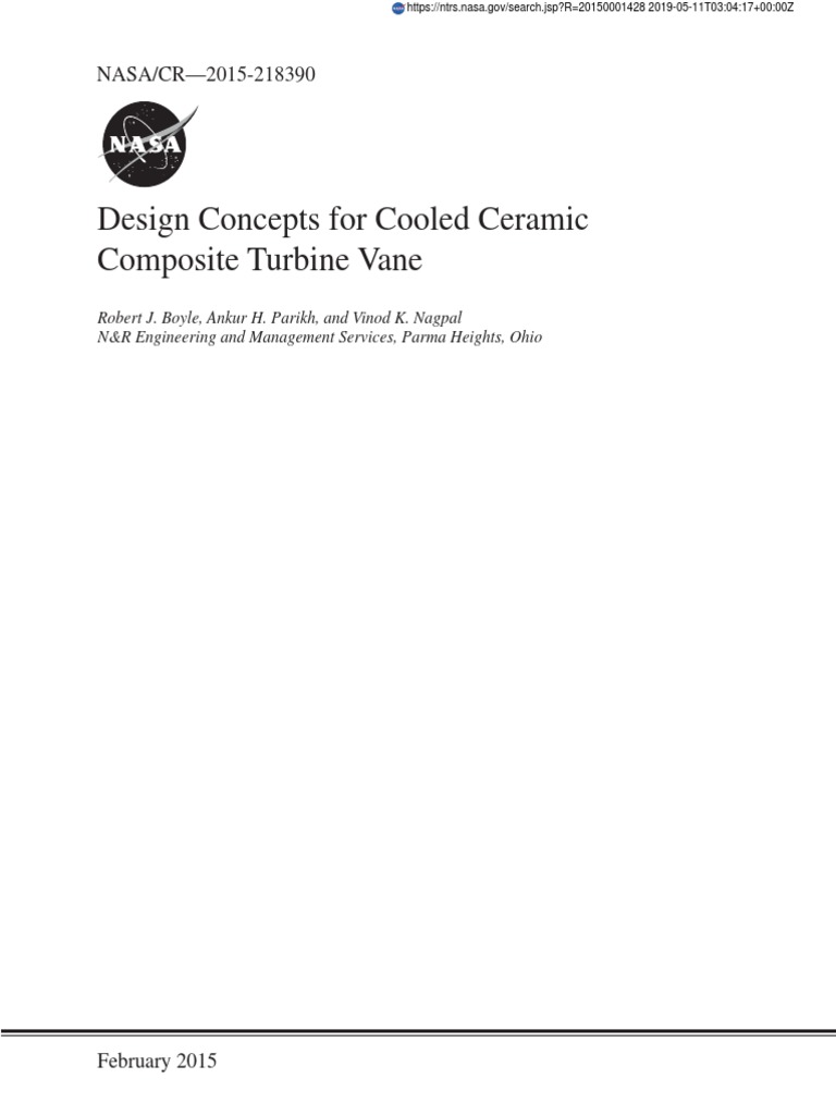 Design Concepts for Internal Cooling of Ceramic Composite Turbine Vanes ...