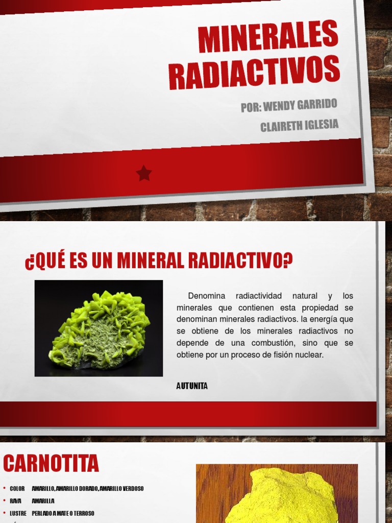 Minerales Radiactivos: Autunita y Carnotita | PDF | La energía nuclear ...