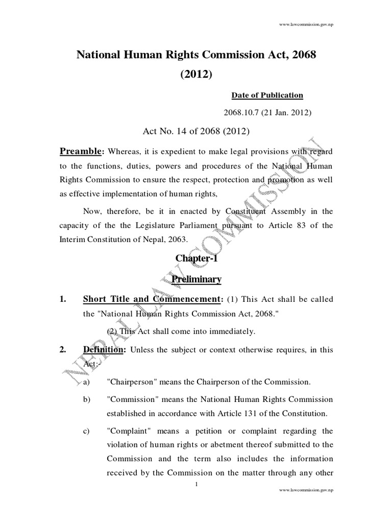 National Human Rights Commission Act | PDF | Human Rights | Treaty