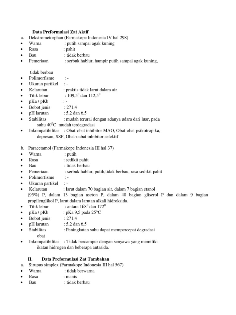Data Preformulasi Zat Aktif | PDF