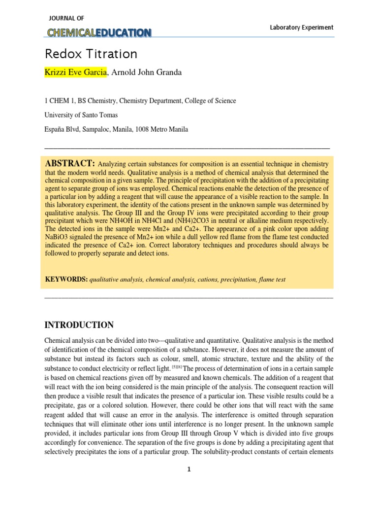 Qualitative Analysis | PDF | Precipitation (Chemistry) | Ammonia
