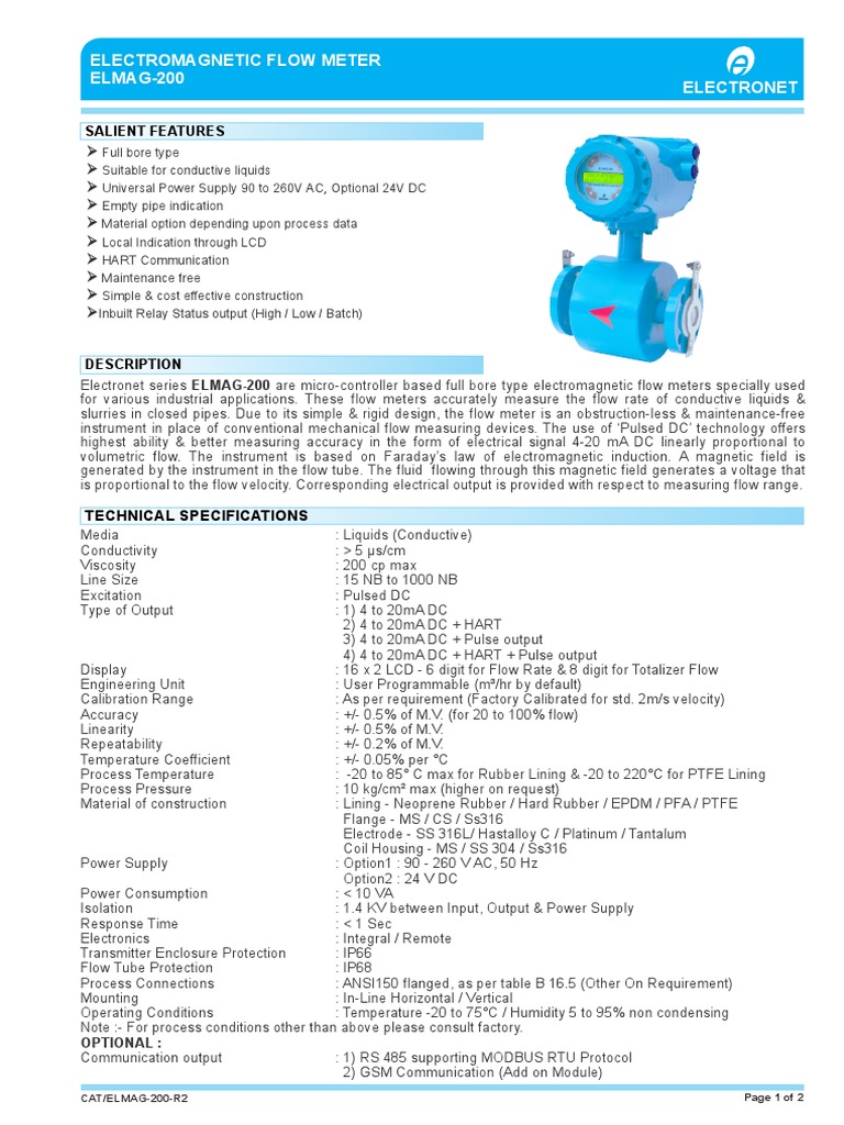 Electronet Flowmeter | PDF | Flow Measurement | Direct Current