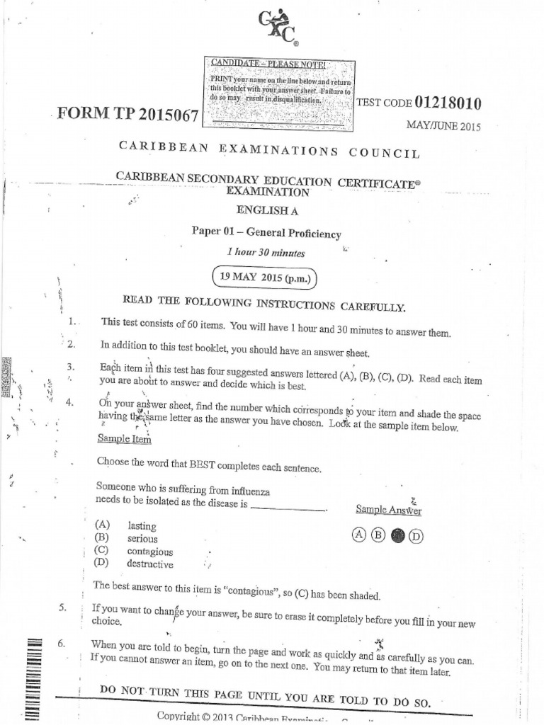 Csec English A P 01 May 2015 PDF | PDF