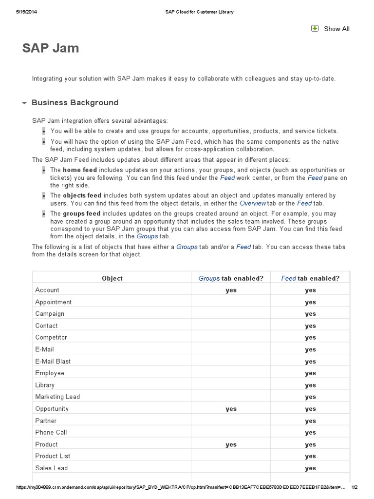 Sap Jam: Business Background | PDF | Software | Communication