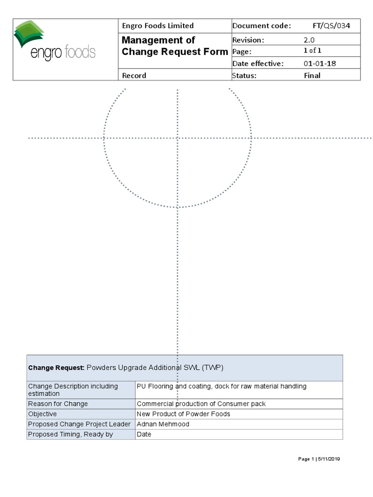 Management of Change Request Form | PDF