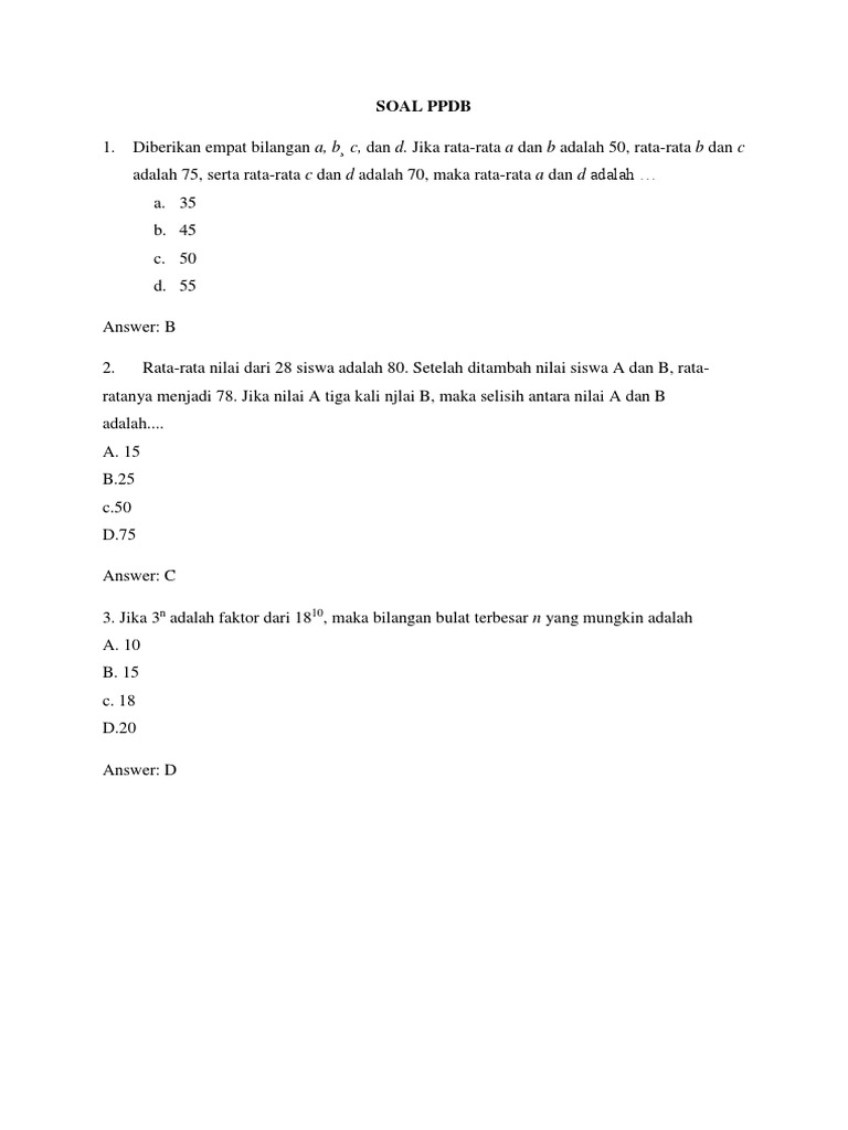 Soal PPDB | PDF