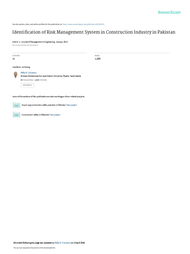 Identification of Risk Management System | PDF | Risk | Risk Management