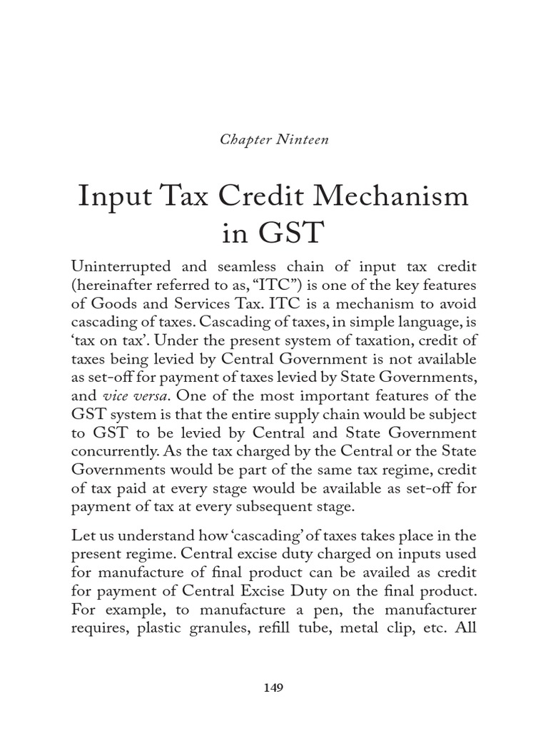 Input Tax Credit Mechanism in GST | PDF | Value Added Tax | Invoice