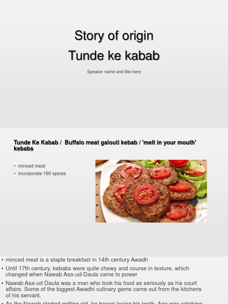 Tunday Kebab: Origin and Legacy | PDF