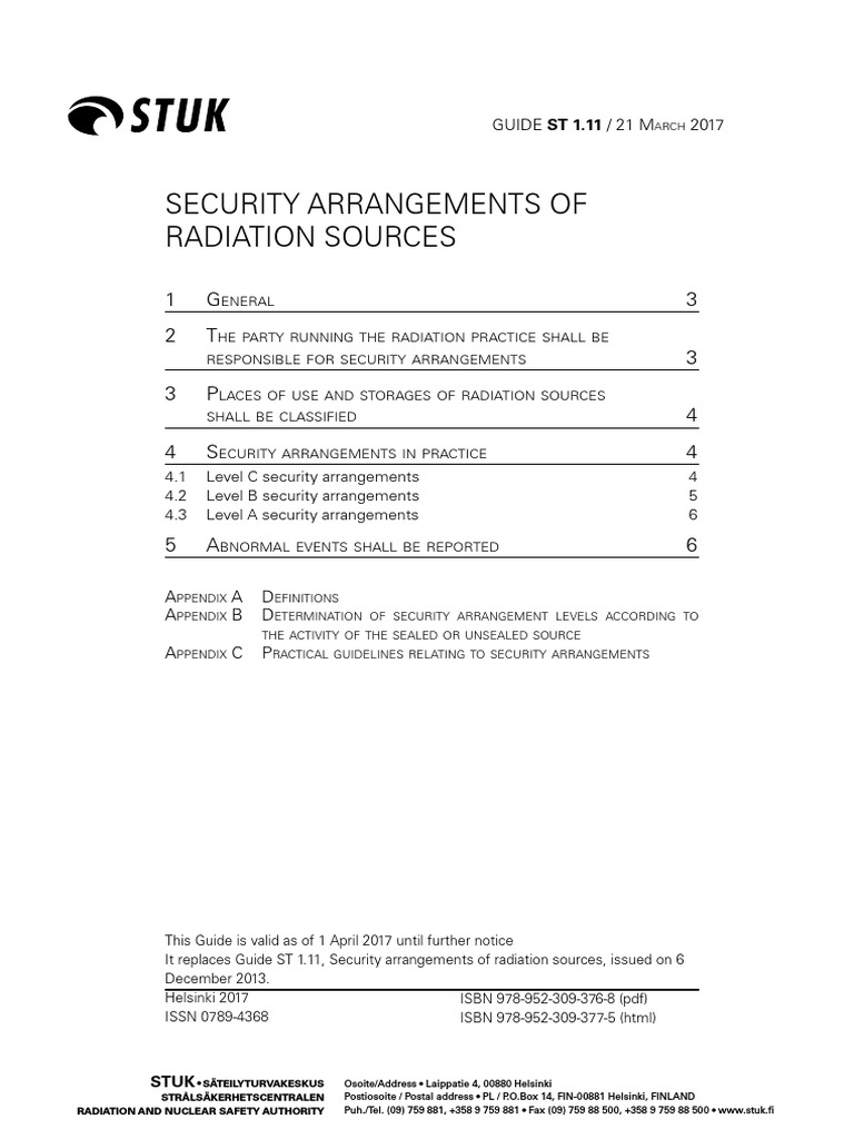 Security Arrangements of Radiation Sources: 1 G 3 2 T 3 3 P 4 4 S 4 ...
