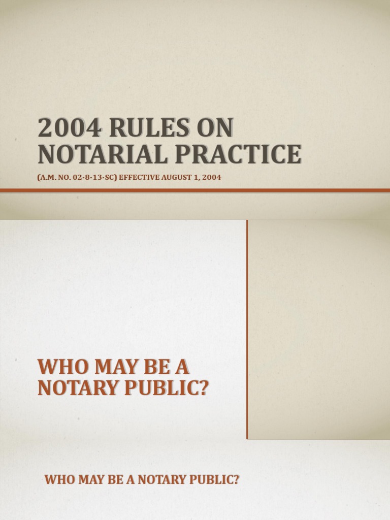 2004 Rules On Notarial Practice | PDF | Notary Public | Identity Document