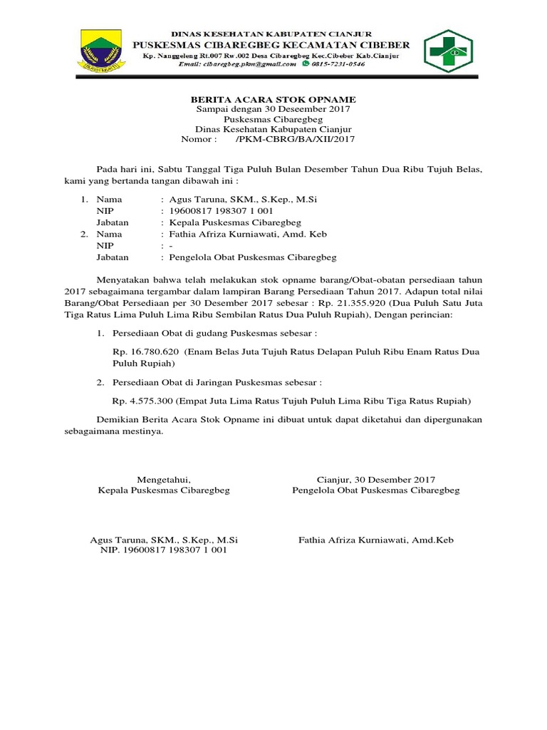 Berita Acara Stok Opname | PDF