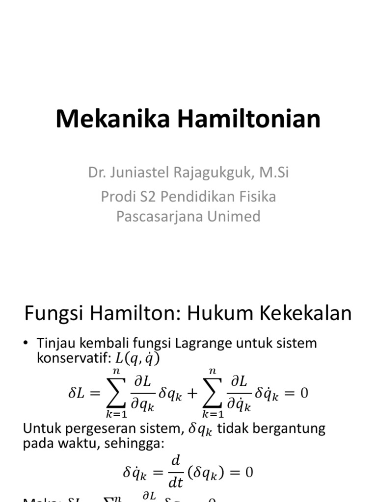 Persamaan Lagrange Dan Hamilton | PDF | Metode & Bahan Ajar