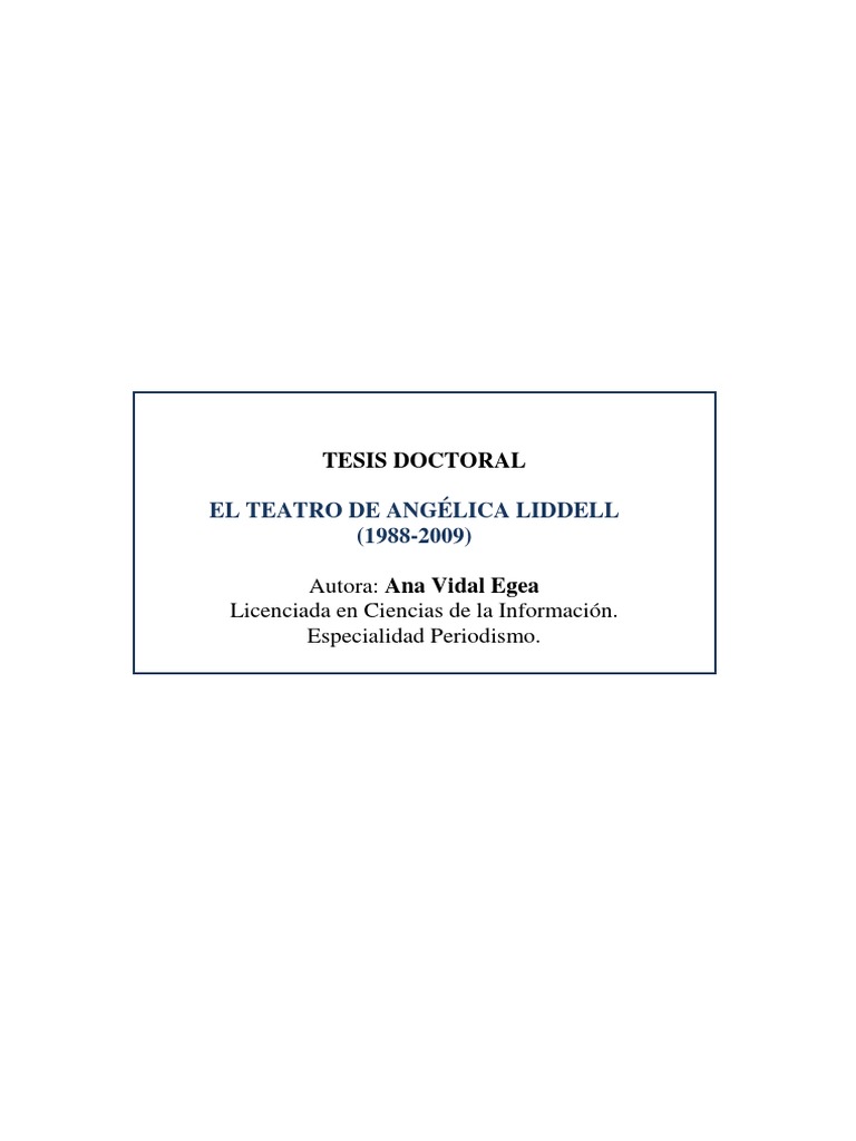 Tesis Ana Vidal Sobre Liddell PDF | PDF | Teatro | Madrid