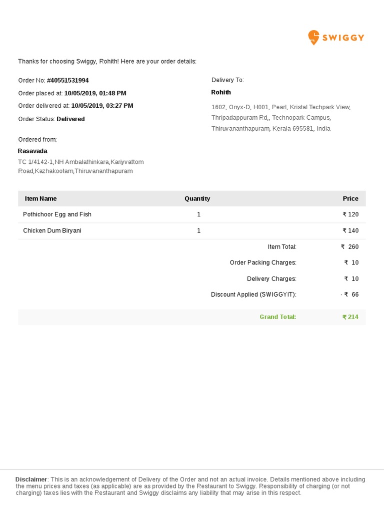 How To Prepare A Restaurant Bill With GST | PDF | Invoice | Payments