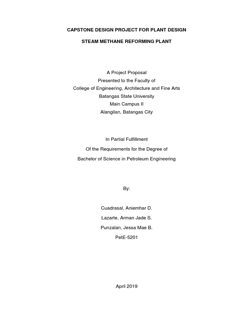 Capstone Design Project For Plant Design Steam Methane Reforming Plant ...
