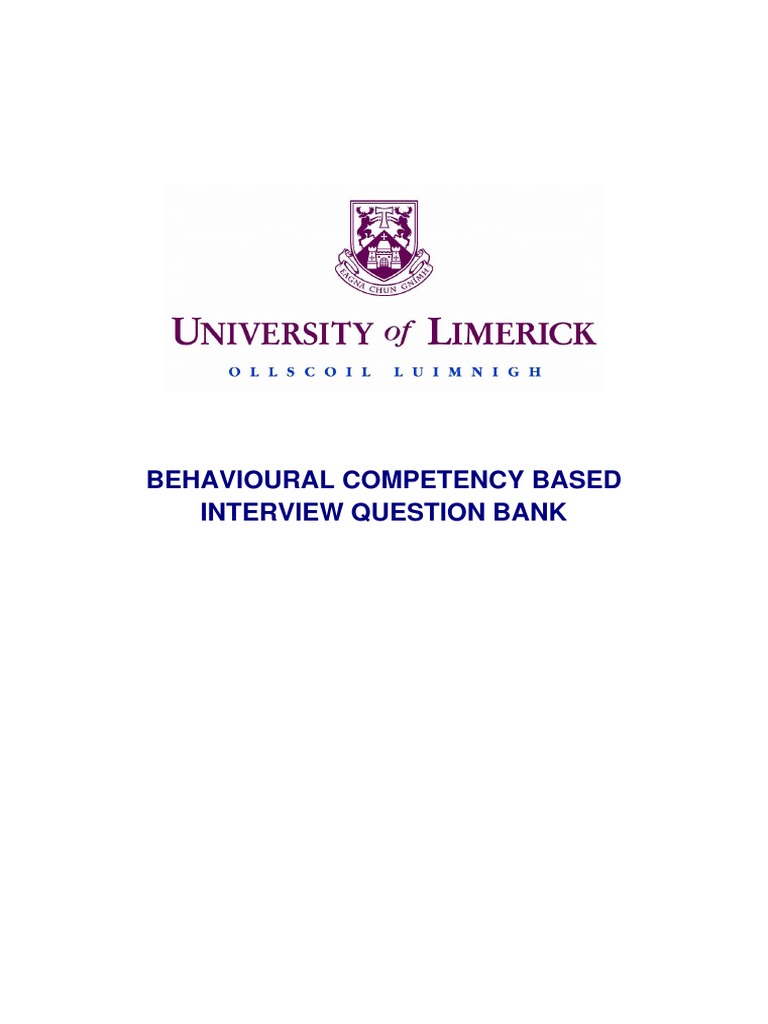 RD017 Behavioural Competency Based Interview Question Bank - 0 | PDF ...
