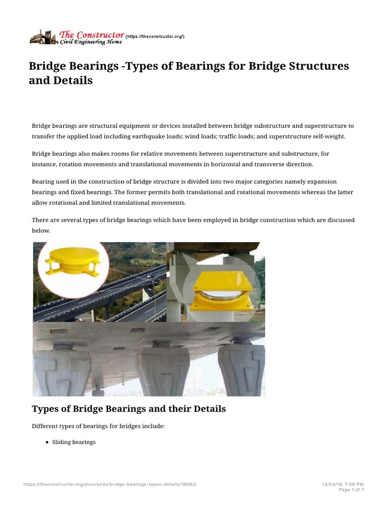 Bridge Bearings - Types of Bearings For Bridge Structures and Details ...