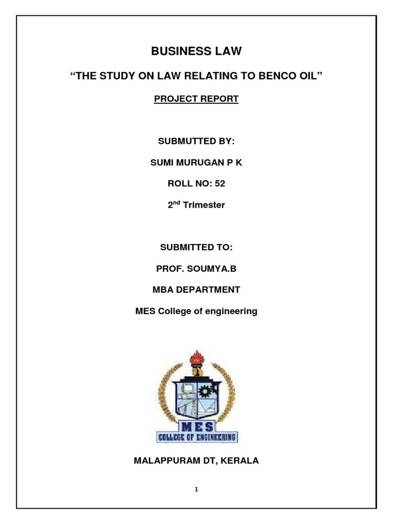 Business Law Project Report | PDF | Coconut Oil | Consumer Protection